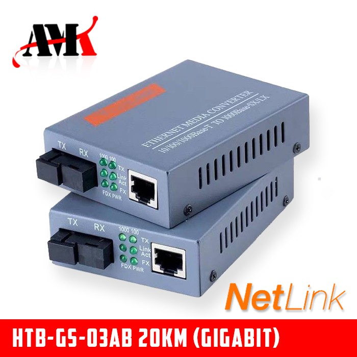 Htb-gs-03 A+B Fiber Optic Media Converter Netlink HTBGS03 Gigabit 1000Mbps Fo to Lan Pair ...