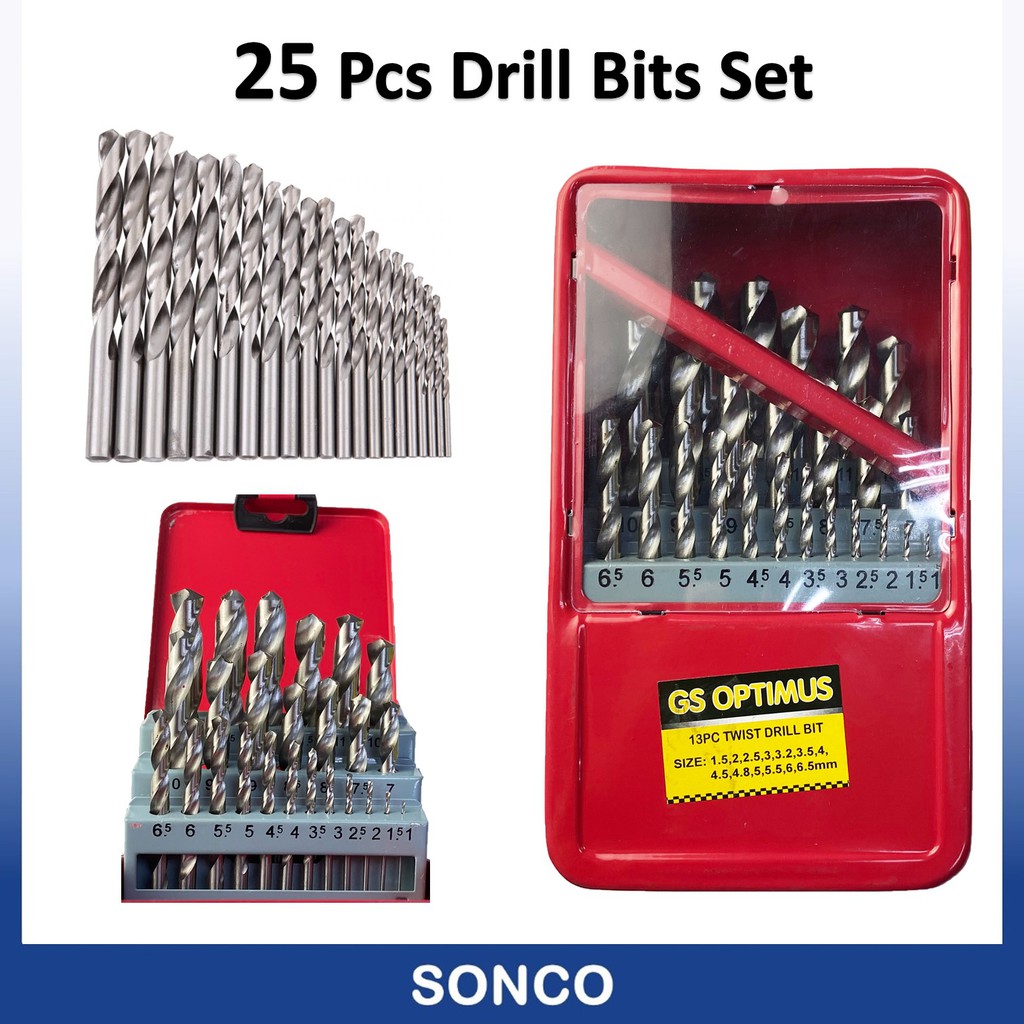 13 Pcs / 25 Pcs Platinium Germany High Speed Steel HSS Titanium Coated ...