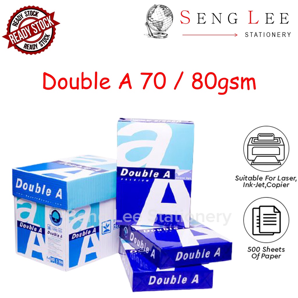 Double A A4 Photocopy White Paper 70 / 80gsm / Kertas A4 | Shopee Malaysia