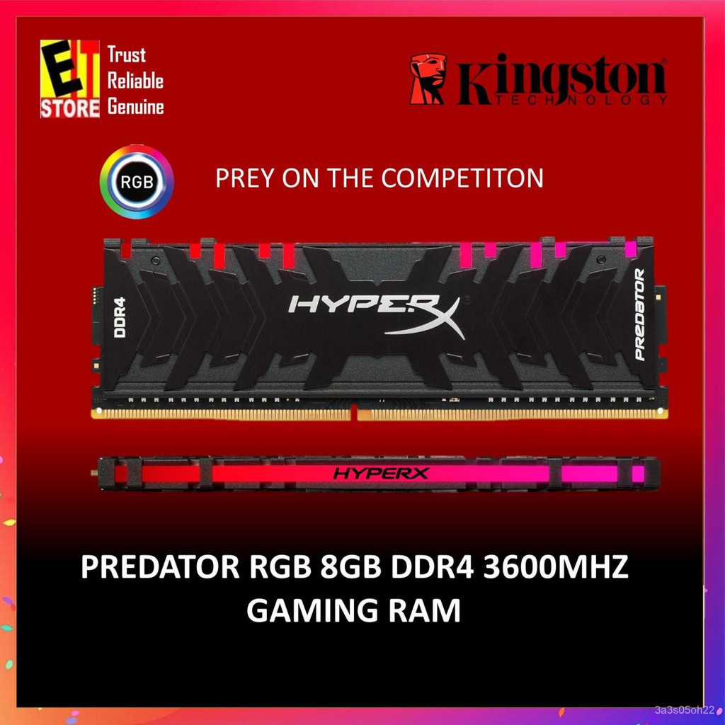 5kUx HyperX 8GB 3600MHz Predator DDR4 RGB CL17 Desktop Memory XMP (HX436C17PB3A/8) | Shopee Malaysia