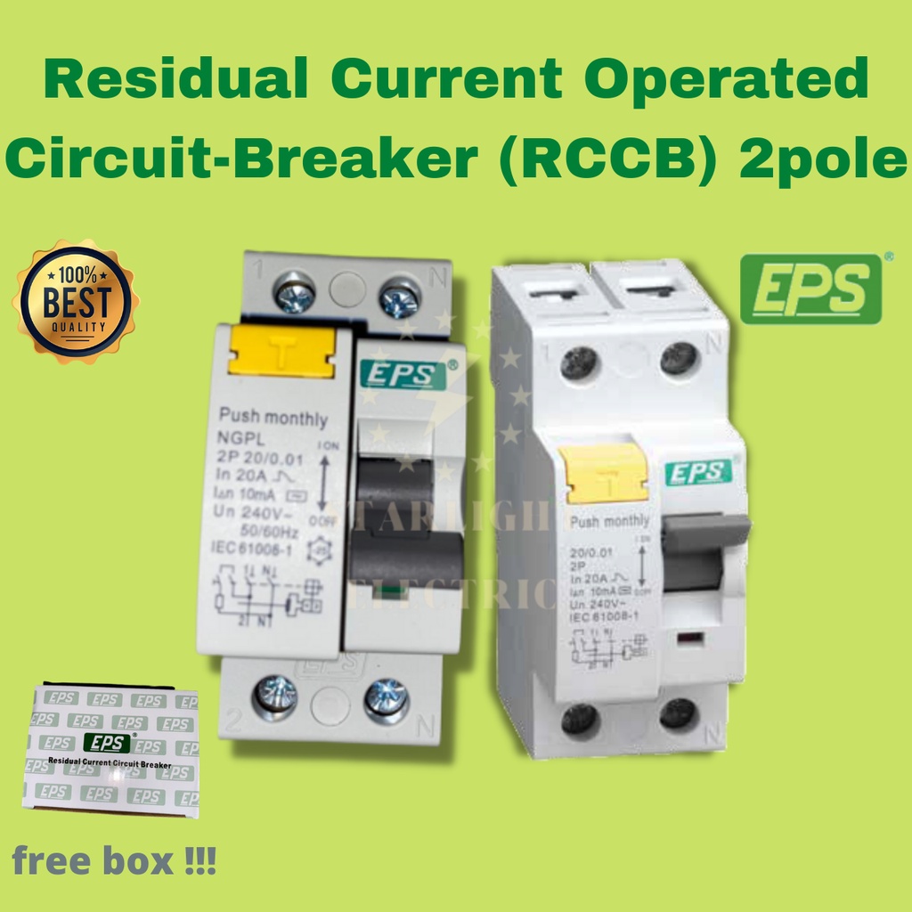 EPS (RCCB)2POLE Residual Current Operated Circuit-Breaker (ELCB)20A/25A/40A/63A [10ma/30ma/100ma ...