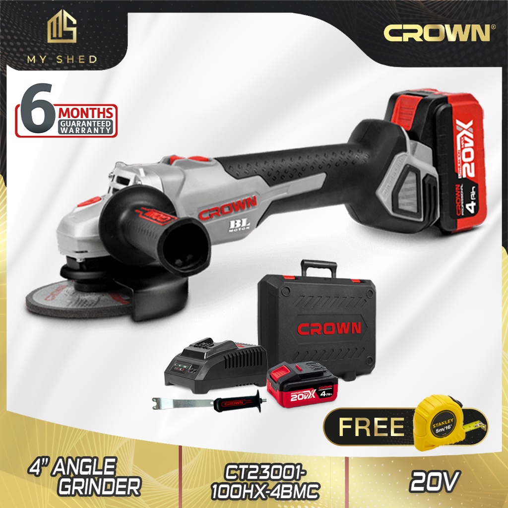 CROWN PROFESSIONAL CT23001-100HX-4BMC ANGLE GRINDER 4'' | Shopee Malaysia