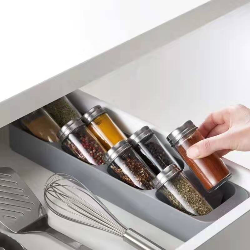 Kitchen spice storage box drawer 8 compartments seasoning bottle ...