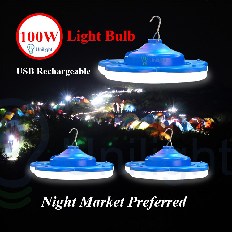 Unilight 100W LED Lithium battery Rechargeable Bulb lamp pasar malam ...
