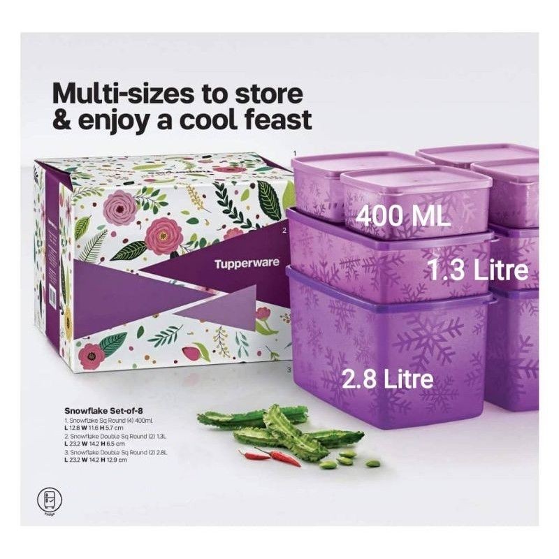 🔥🔥PROMO CLEARANCE🔥🔥 Tupperware Snowflake Set of 8 (Purple colour ...