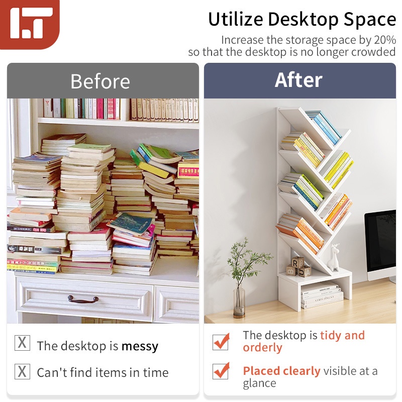 Rak buku Tree Shape Book Rack TableTop Rack 3 Tier/5 Tier Book Rack ...