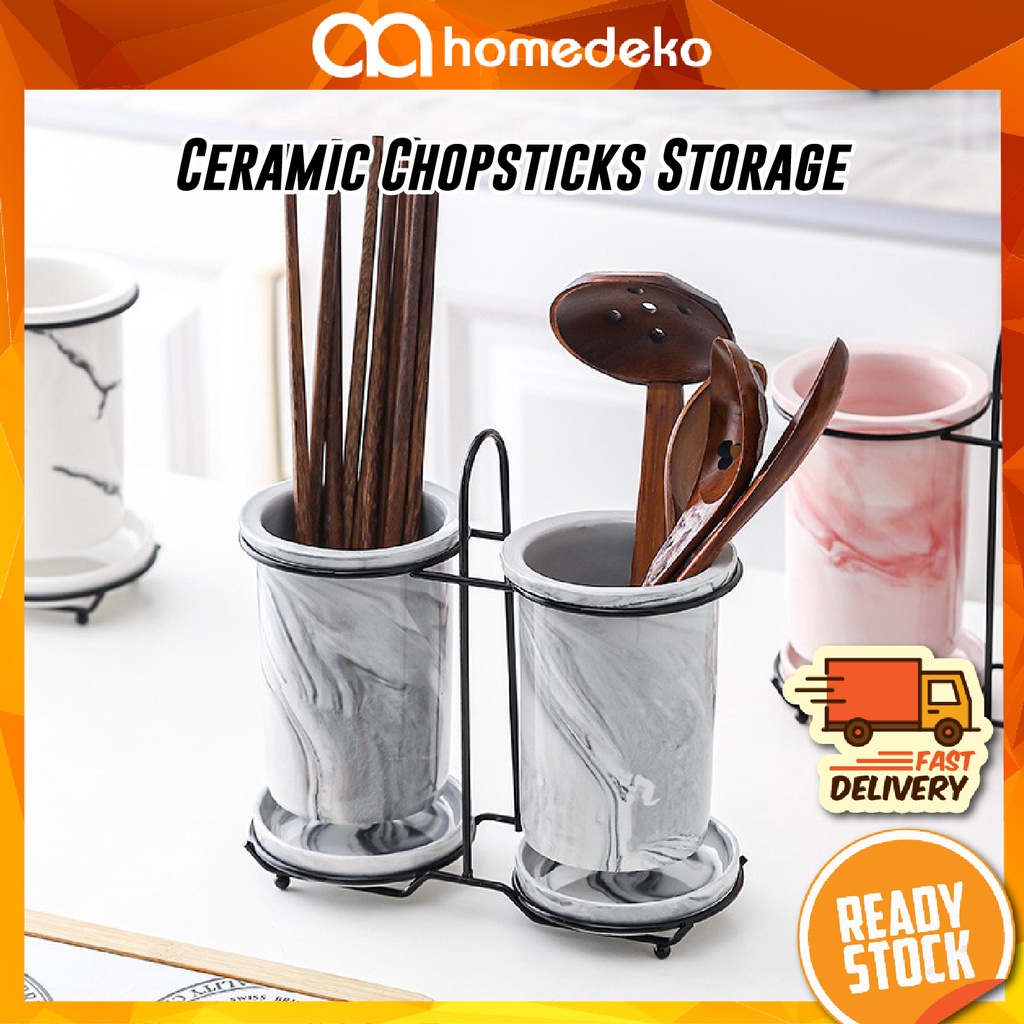 Nordic Cutlery Utensil Marble Ceramic Bekas Chopsticks Sudu Garfu ...