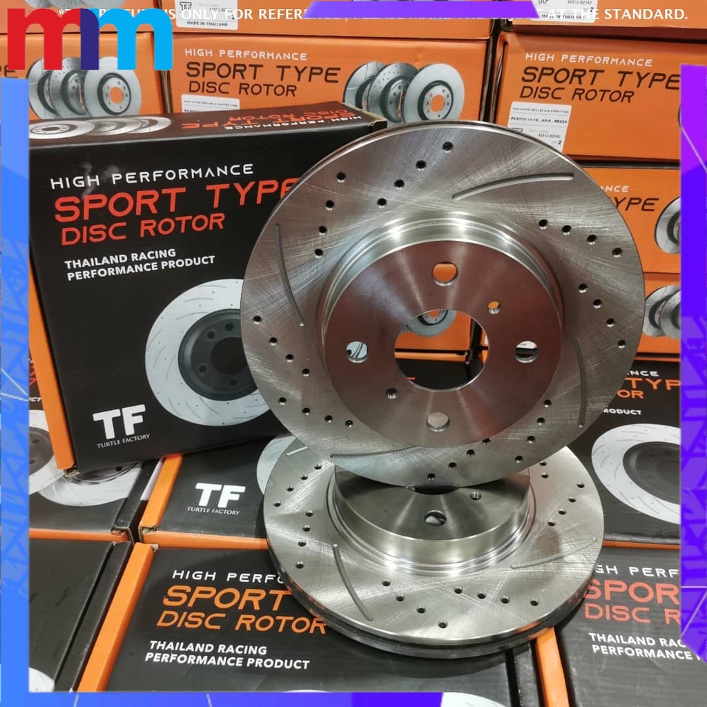 ORIGINAL TF SLOTTED & DRILLED DISC ROTOR PROTON WIRA 1.6 1.8 / PUTRA 1. ...