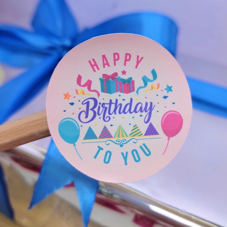 Thank You Stickers Round Shape / Birthday Sticker Sticker Hari jadi ...