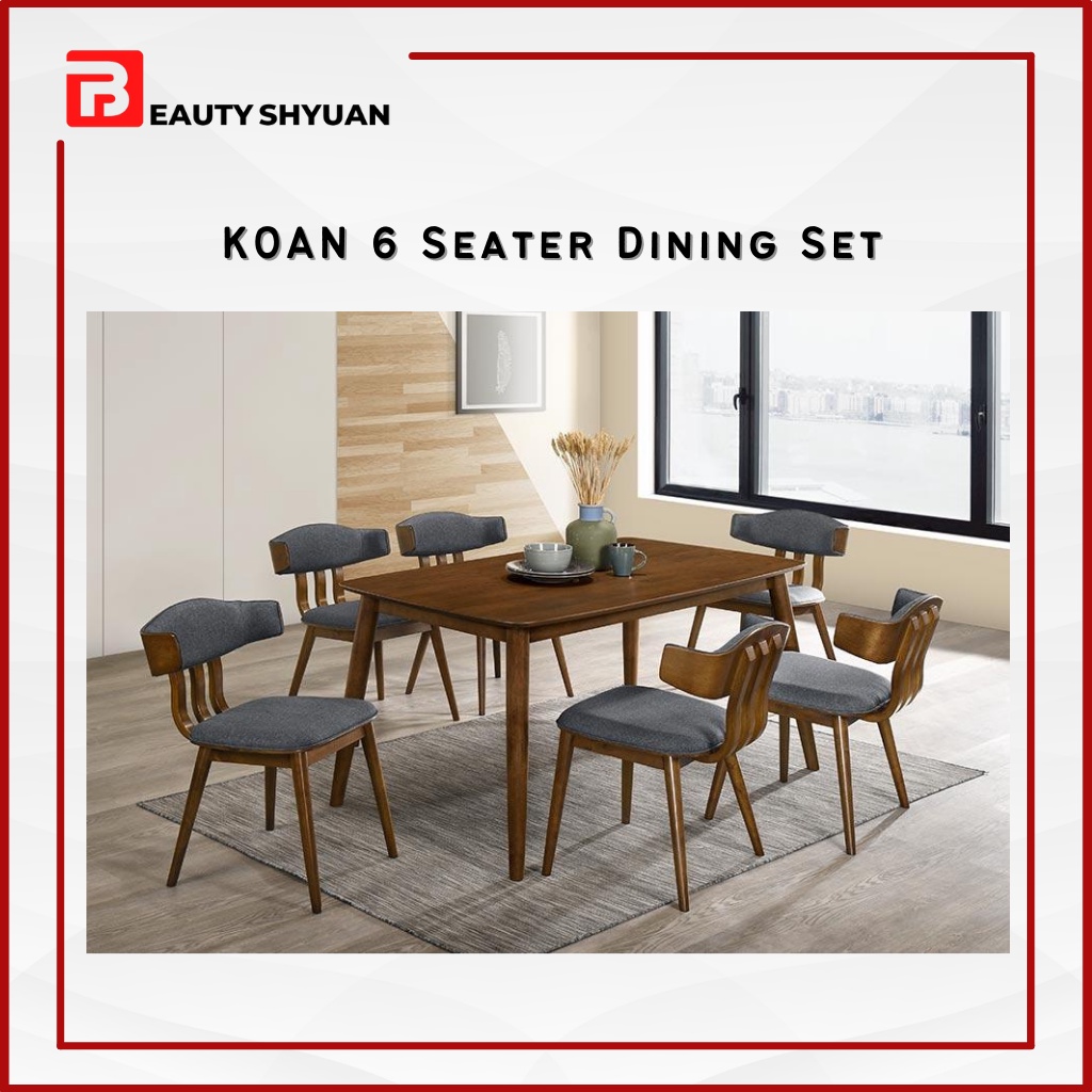 KOAN Solid Wood Dining Set 6 Dining Table Set 6 Seater Dining Table 6 ...
