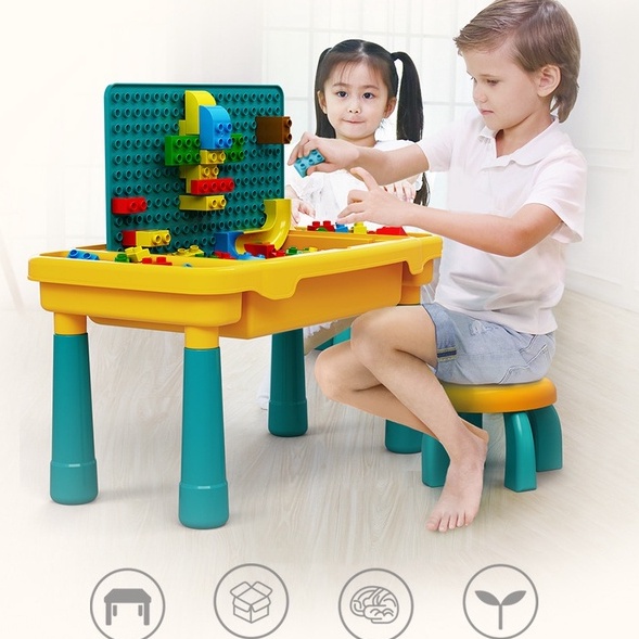 Multi-Function Children Building Blocks Table | Learning Playing Study Drawing Compatible Duplo ...