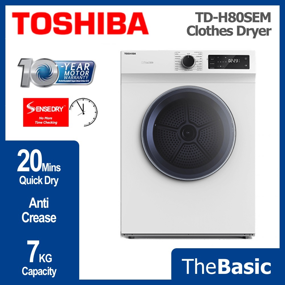 TOSHIBA/MIDEA 7KG Tumble Clothes Dryer Machine ( TD-H80SEM , TDH80SEM ...