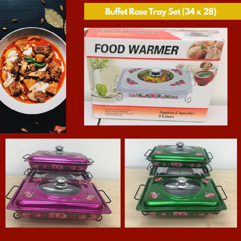 Tray Buffet Majlis Kahwin / 34X28 RECTANGLE BUFFET FOOD TRAY SET BUNGA ...