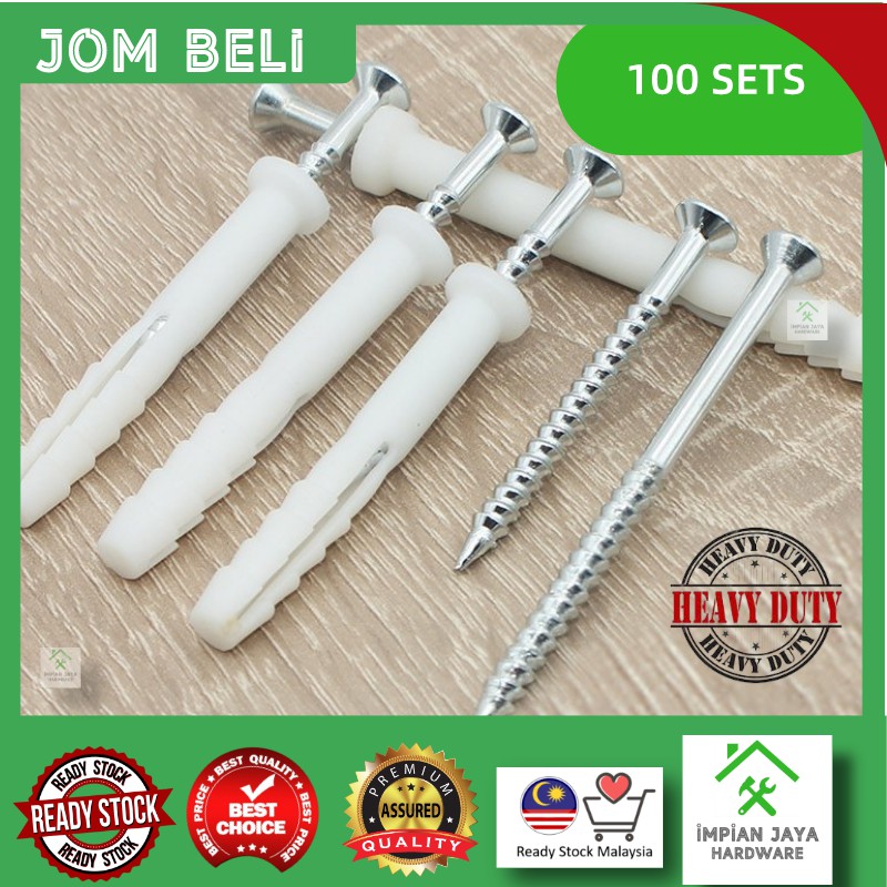 🌱IMP🌱 NYLON WALL PLUG ANCHOR WITH SCREWS NYLON WALLPLUG WITH SCREW ...