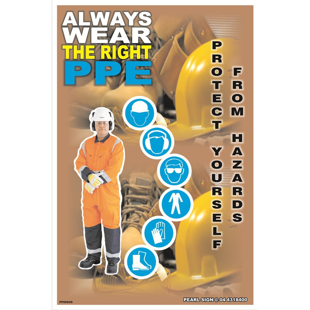 POSTER GUNAKAN PPE /"POSTER USE PPE (400x600MM) BERBINGKAI KAYU 1 ...
