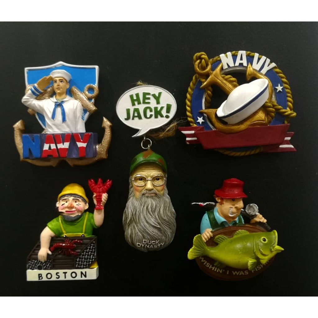 Resin Fridge Magnets - BOSTON,Navy,Hey Jack, Fishing ~ People Magnet ...
