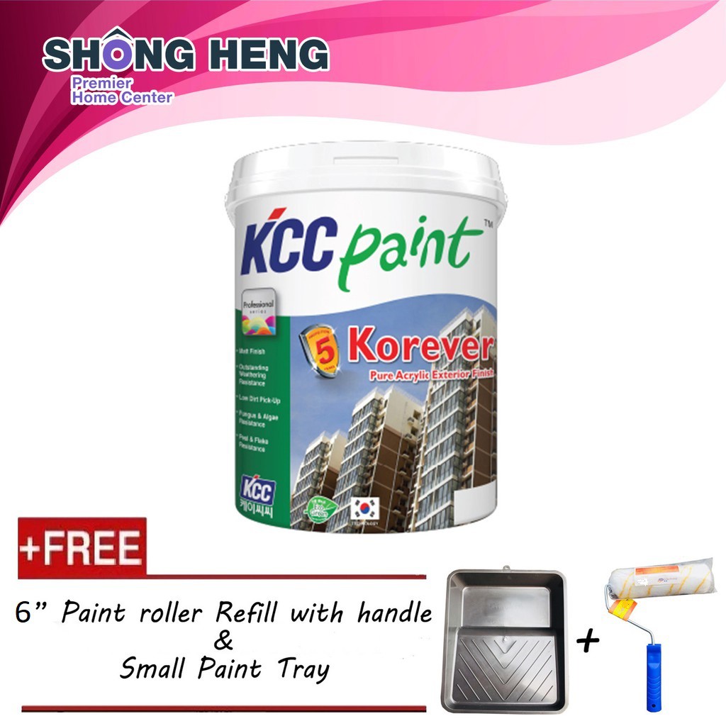 KCC Paint Korever Pure Acrylic Exterior Paint 5L + Freegift | Shopee ...