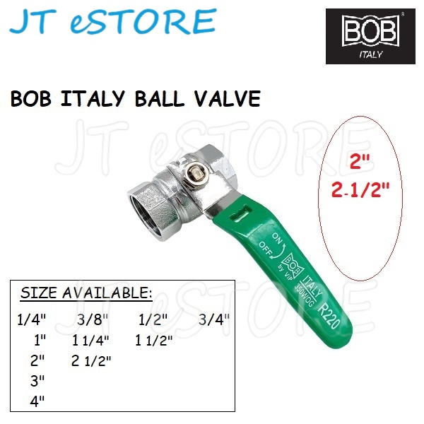 [JT eSTORE] BOB ITALY 2", 2-1/2" Ball Valve / Chrome Plated Lever Ball ...