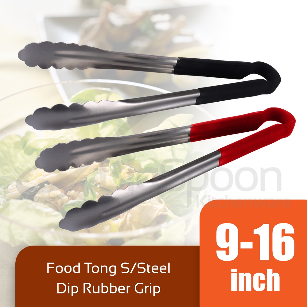 BIGSPOON Food Tong Stainless Steel Clipper with Rubber Grip/BBQ Pasta ...