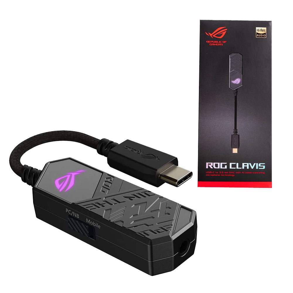 ASUS ROG Clavis USB-C to 3.5mm Gaming DAC for PC, MAC, Mobile, PS4, PS5 ...