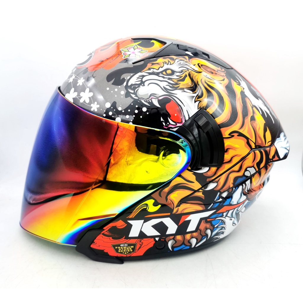 KYT Helmet NFJ Tigra Casco Open Face Double Visor Blue Smoke RSX150 ...