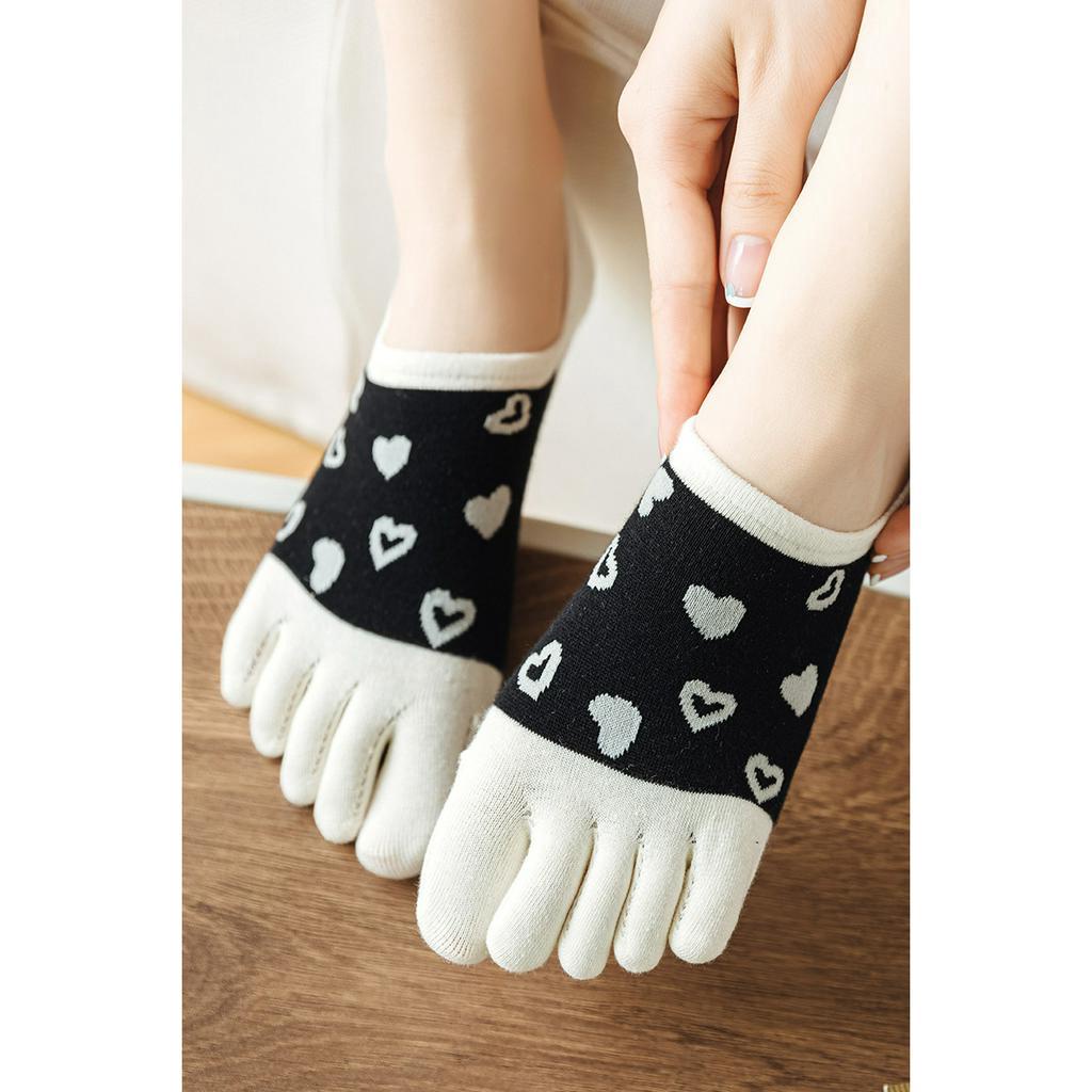 Cartoon Cute Five-finger Socks,Silicone Non-slipn Invisible Black Socks ...