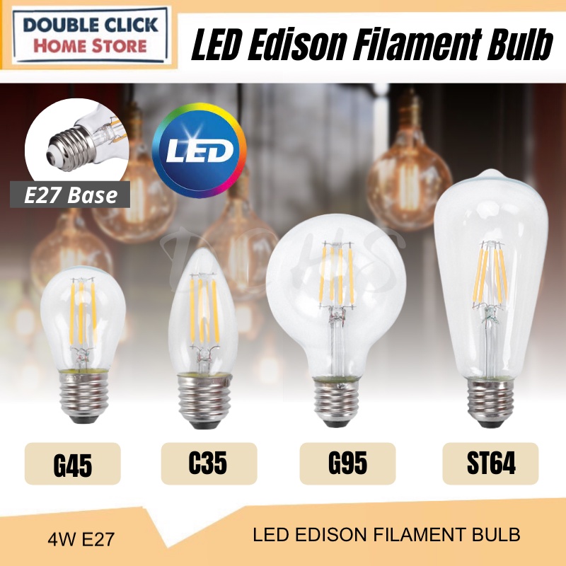 4W C35 G45 G95 ST64 LED Bulb E27 LED Edison Filament Bulb E27 Led ...