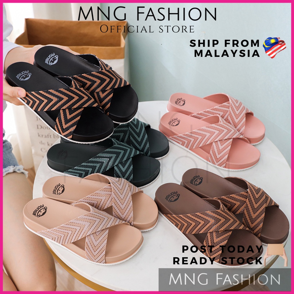 MONIGA - Koleksi Baru Sandals Corak Jalur Warna | Strap Sandal ...