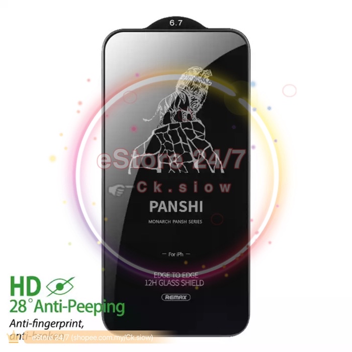 Remax GL53 12H Panshi HD Anti Spy Peep Glossy Privacy Tempered Glass Screen Protector iPh 12 13 ...