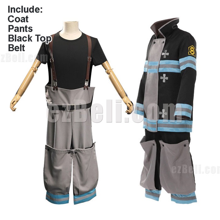 Anime Fire Force Cosplay Brigade Uniform Shinra Kusakabe No.8 Cosplay ...