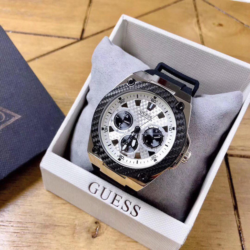 ORIGINAL GUESS LEGACY QUARTZ WHITE DIAL MEN'S WATCH W1049G3 | Shopee ...