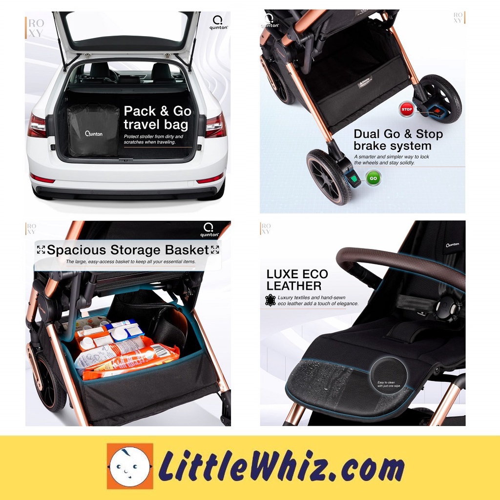 Quinton Roxy Stroller - Black | Auto Fold | Compact | 0-22kg | Warranty ...
