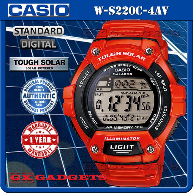 CASIO W-S220C-4AV STANDARD DIGITAL WATCH TOUGH SOLAR LAP MEMORY WORLD TIME WR100 | Shopee Malaysia