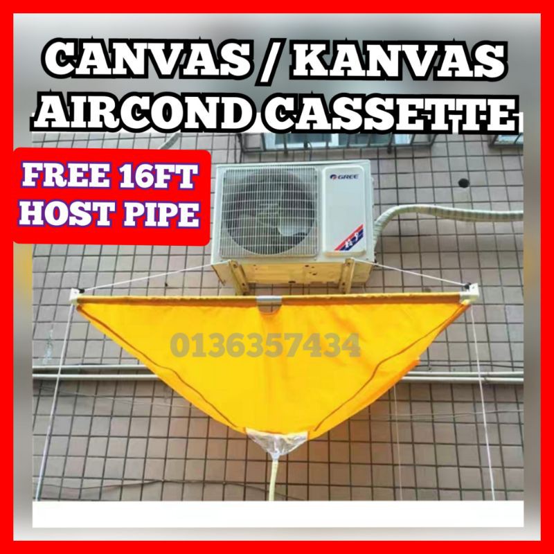CANVAS CASSETTE AIRCOND with 5M HOST PIPE KANVAS KUNING AIRCOND KASSET ...