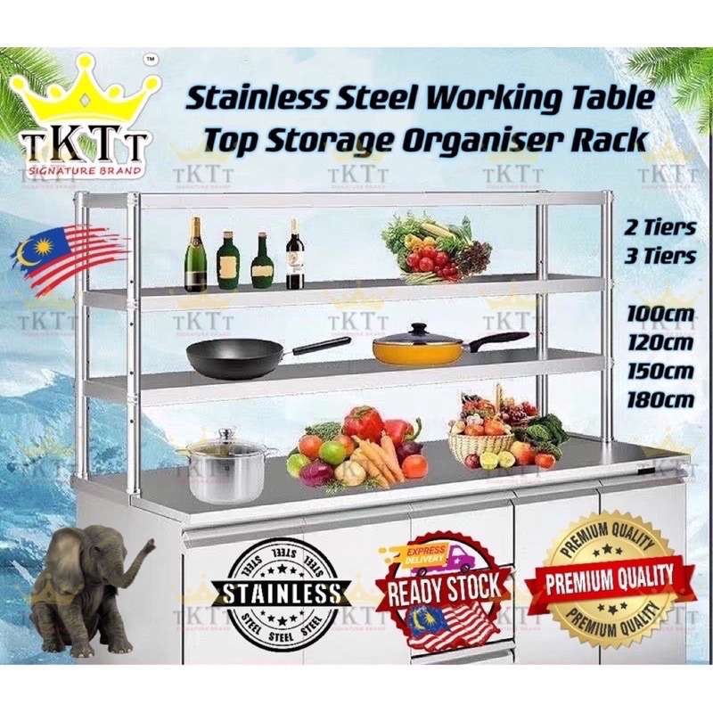 TKTT Heavy Duty Kitchen Overshelf Rack Working Table Storage Rack ...