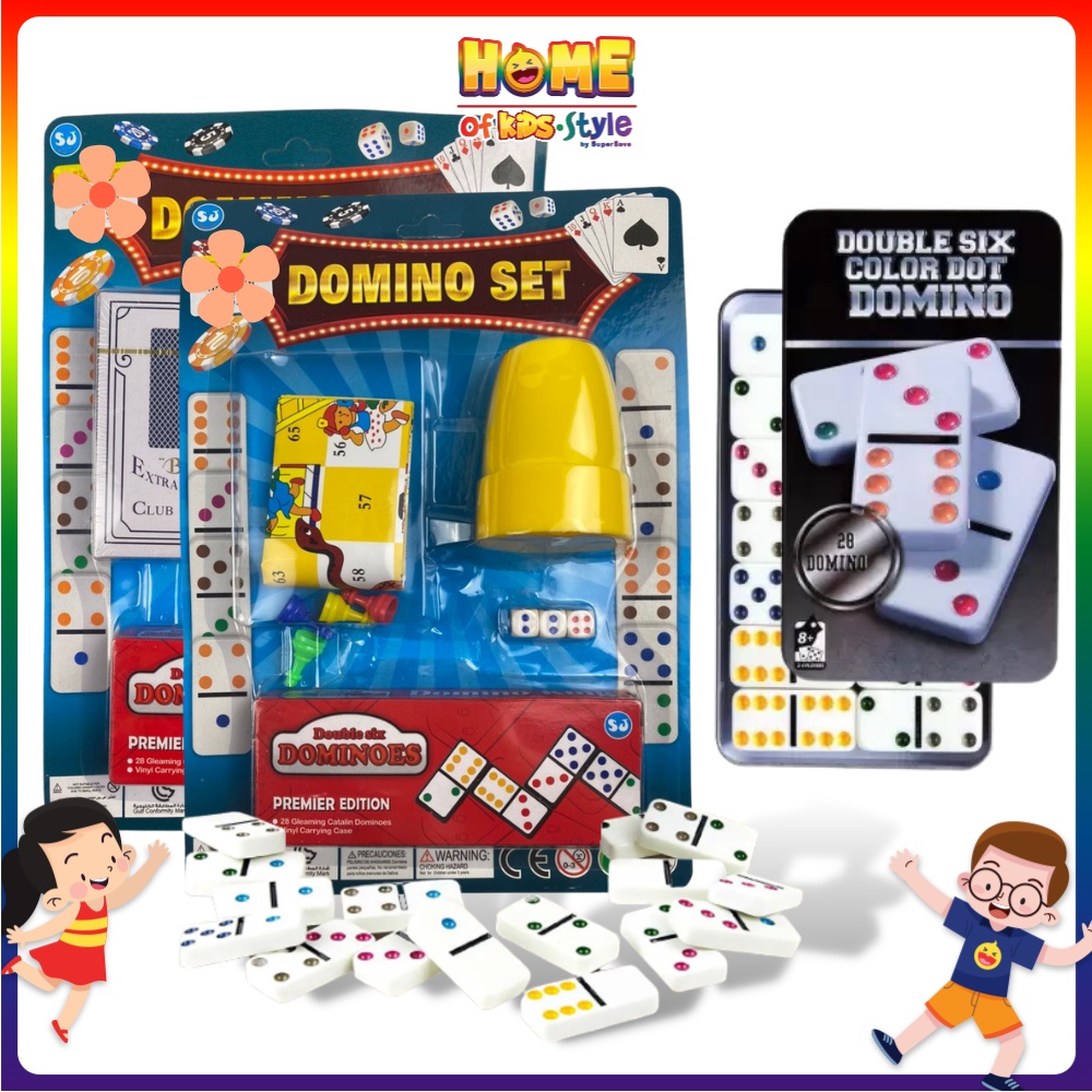 Double 6 Color Dot Dominoes Board Game Wooden Puzzle Kids Learning Game ...