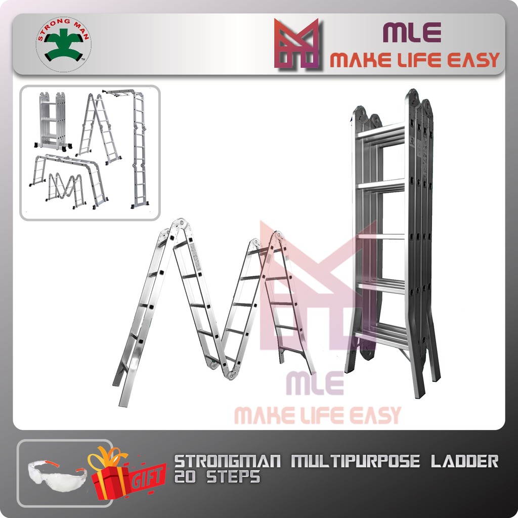 STRONGMAN Heavy Duty Multi Purpose Ladder 20 steps - Tangga Lipat 20 ...