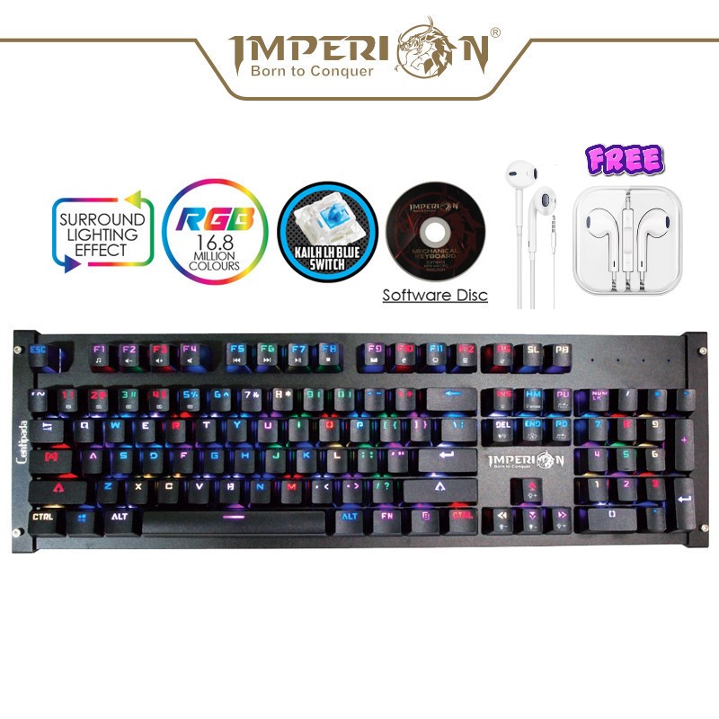 IMPERION CENTIPADA 104 KEYS RGB MECHANICAL GAMING KEYBOARD WITH BLUE ...