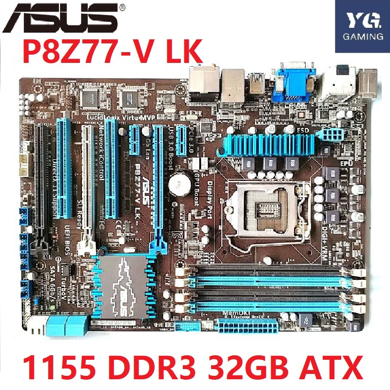Used,for Asus P8Z77-V LK Desktop Motherboard Z77 Socket LGA 1155 i3 i5 i7 DDR3 32G SATA3 USB3.0 ...