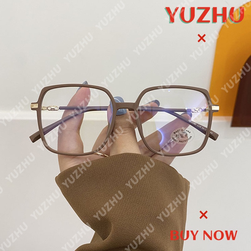(YUZHU) Replaceable Lens COD Frosted Coffee Color Glasses Korean Square ...