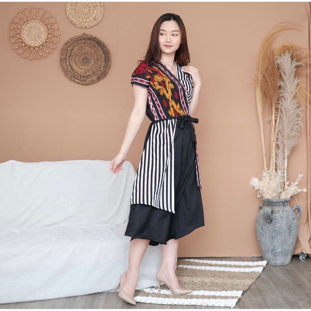 HITAM Alaia Kimono Dress Black Batik Woven Songket Combination Modern ...
