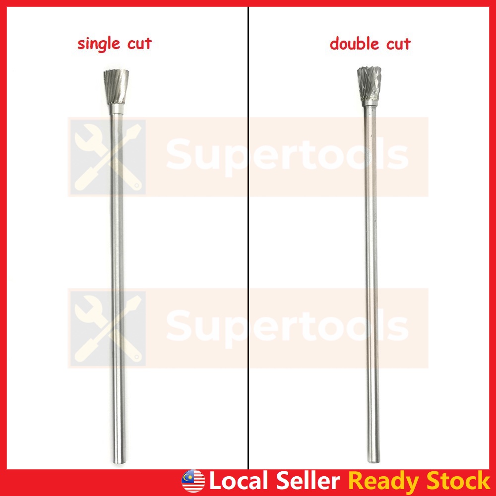 1pcs 6x3x100mm Tungsten Carbide Burr 3mm Single Cut Double Cut Rotary ...