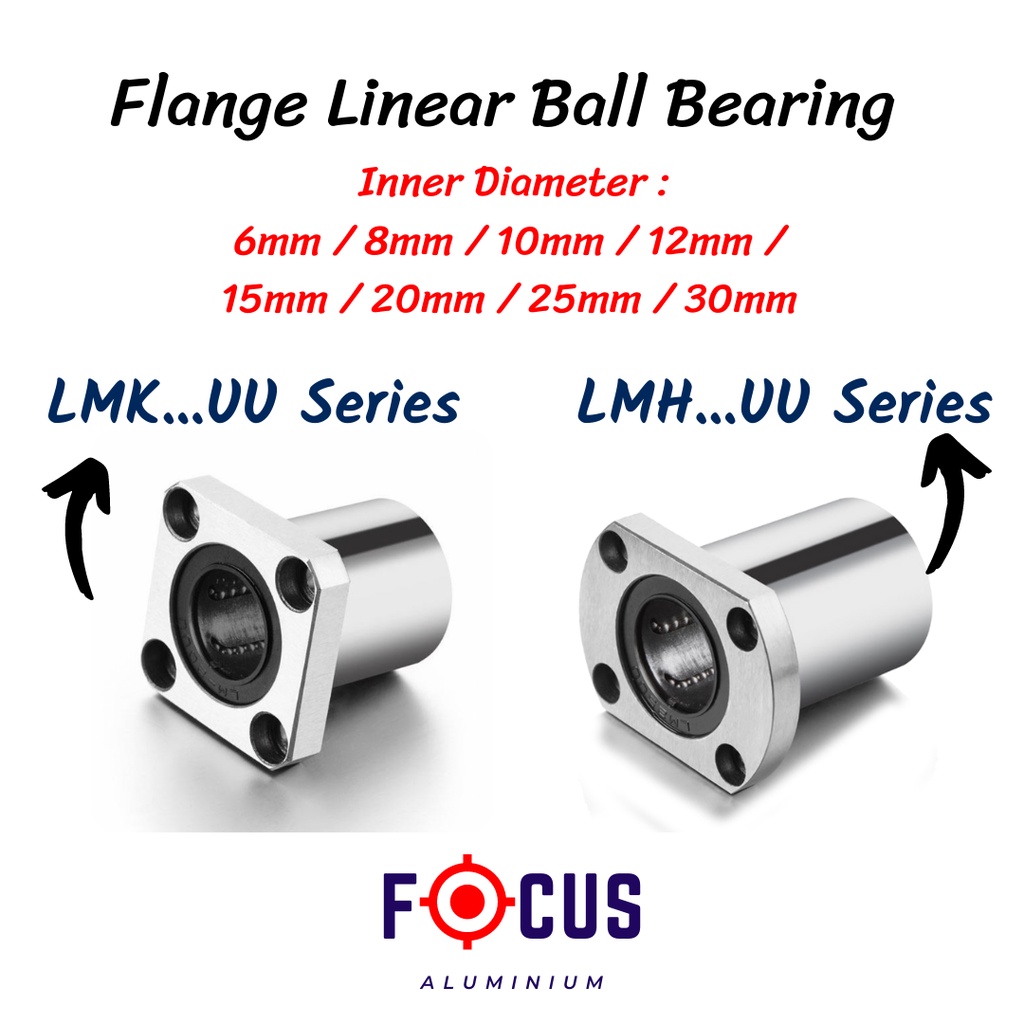 🇲🇾 LMH / LMK / LMF Linear Ball Bearing Bushing Square / Round Flange Type LM LMH LMK LMF 16 20 ...