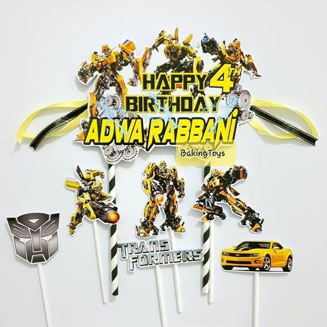 Bumblebee and Optimus Transformer Birthday Cake Topper | Shopee Malaysia