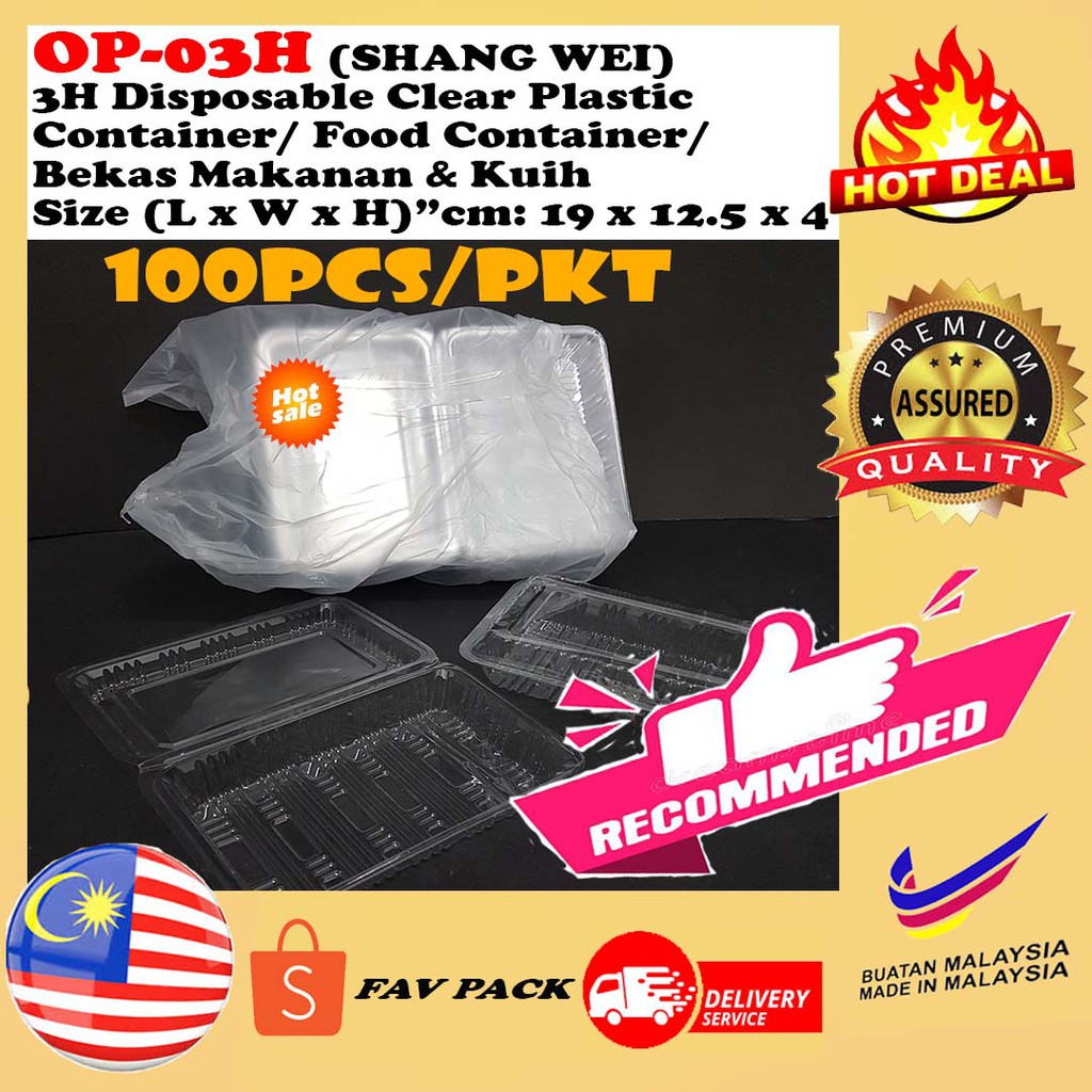 OP-03H, 3H Clear Container / Disposable Food Container / Bekas Makanan ...