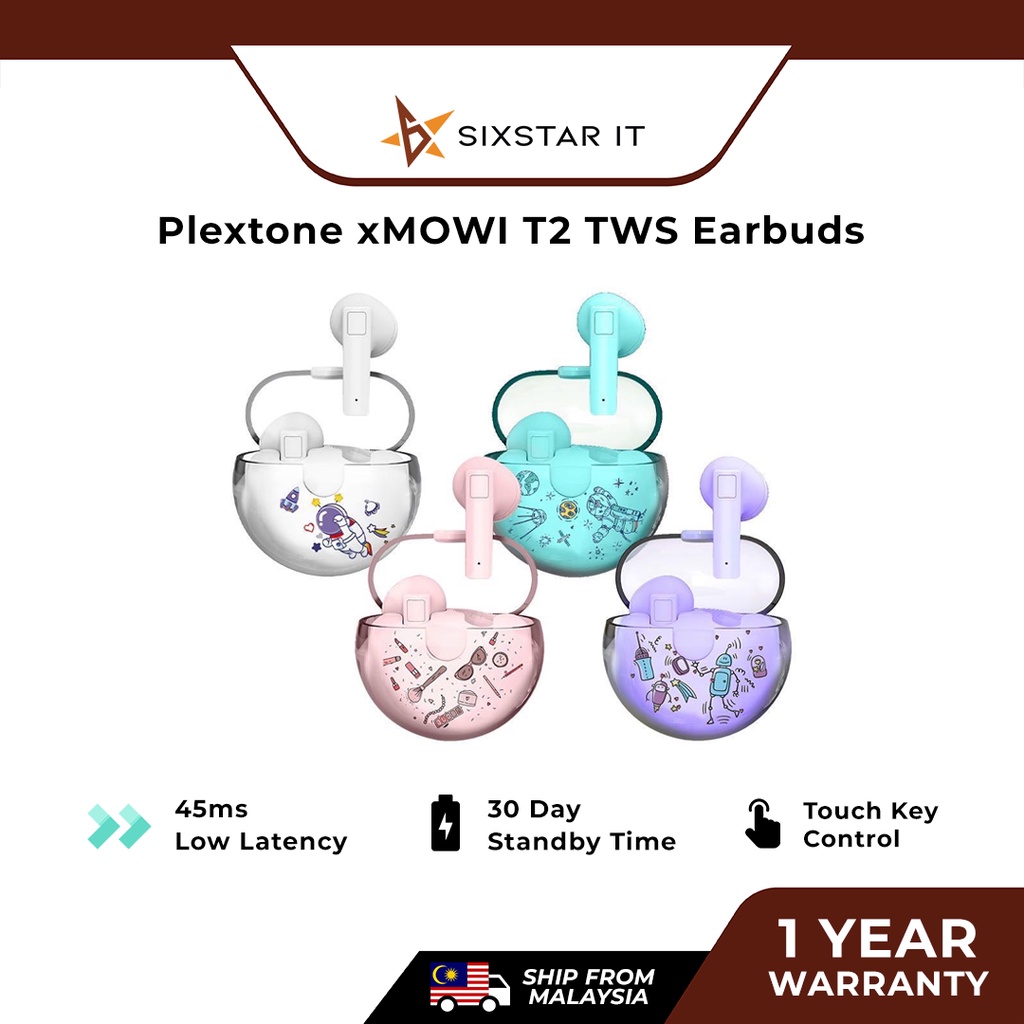 Plextone xMowi T2 Gaming Wireless Earphones Low Latency Earbuds with ...