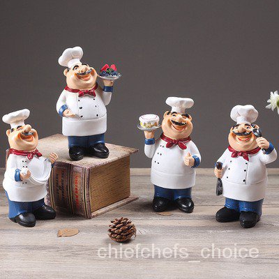 Cute Chef Restaurant Figurines Mini Statue Ornaments Welcome Board ...