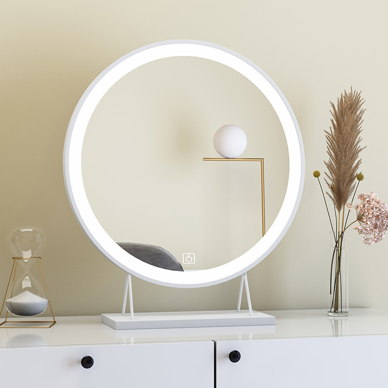 Desktop table top dressing mirror with LED lamp dressing table round ...