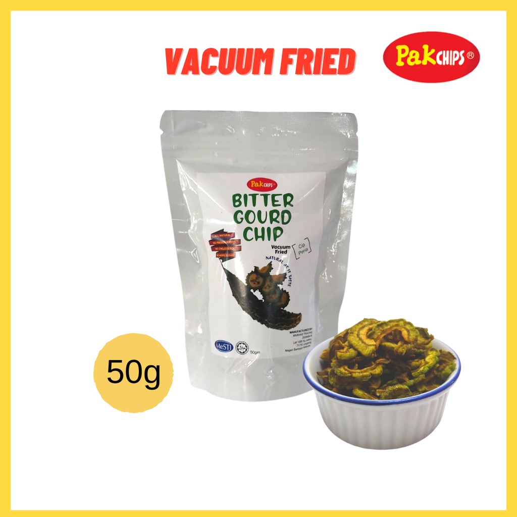 Pakchips Vacuum Fried Bitter Gourd Chips (1 pack 50g) kerepek peria sayur kering Miv vege chips ...