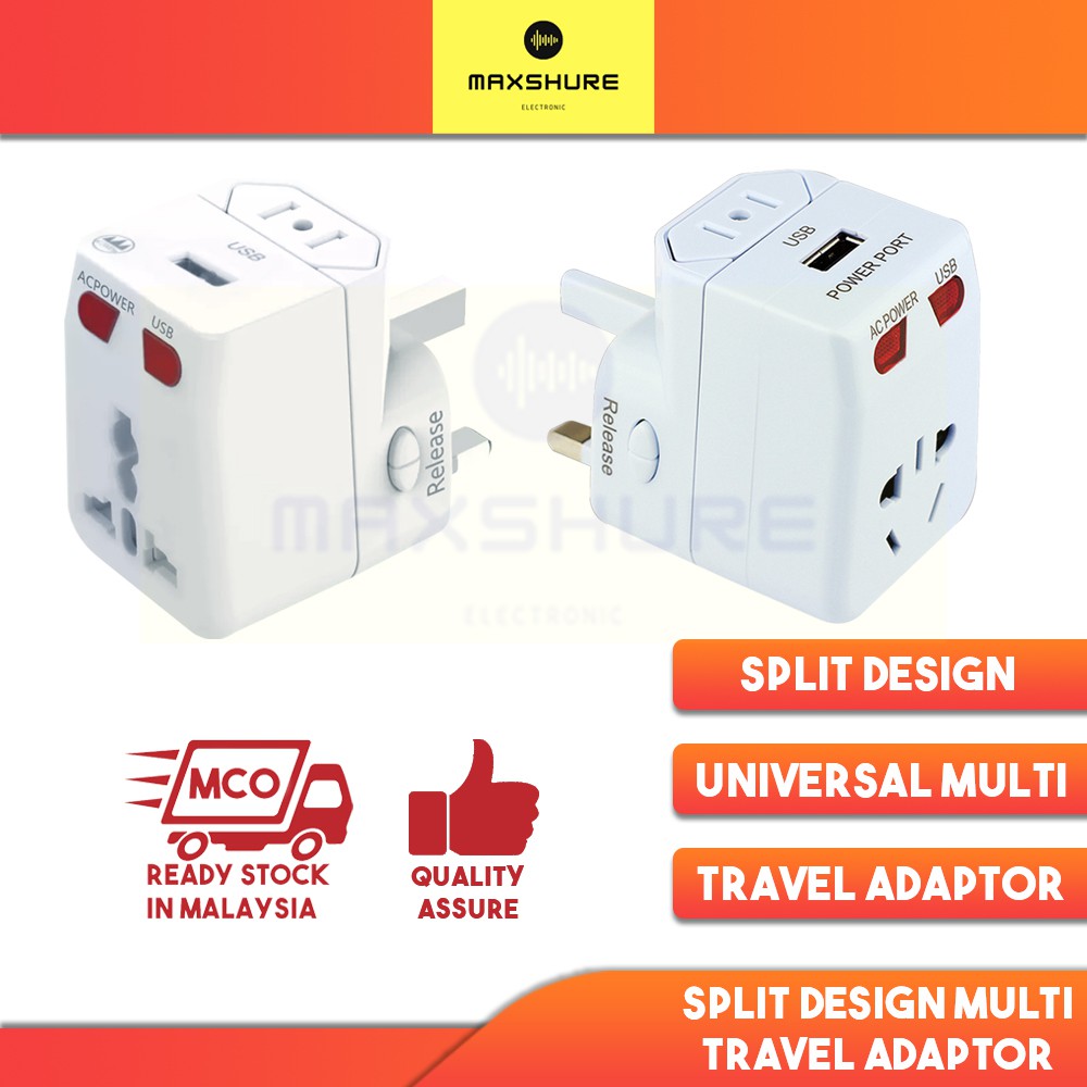 [MaxShure] Premium Quality Split Design Universal Multi Travel Adapter ...